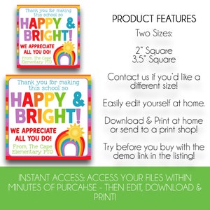 Editable Thank You for Making This School Happy & Bright Teacher ...