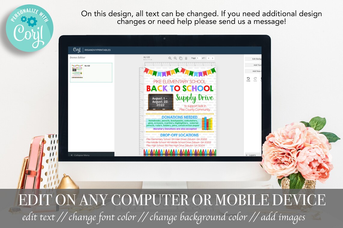 EDITABLE Back to School Supply Drive Printable School Supply - Etsy