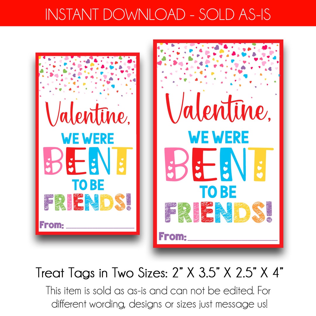 INSTANT DOWNLOAD | We Were Bent to Be Friends Kids Valentine's Day ...