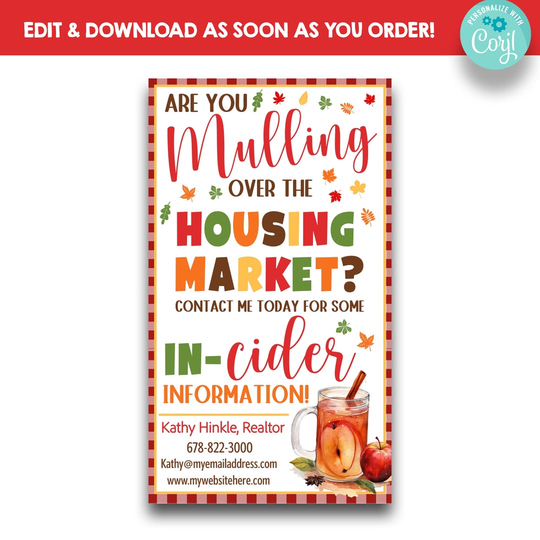 EDITABLE Hot Apple Cider Real Estate Agent Marketing Tags | Are You ...