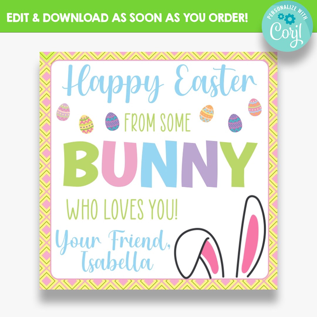 EDITABLE Some Bunny Loves You Square Easter Gift Tags | Printable ...