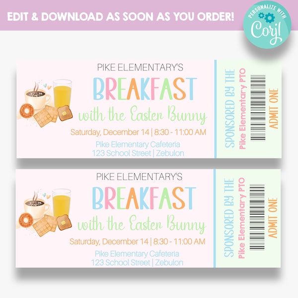 Breakfast Ticket Template - Etsy