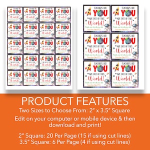 Editable Teachers Like You Are Out of This World Gift Tags | End of ...