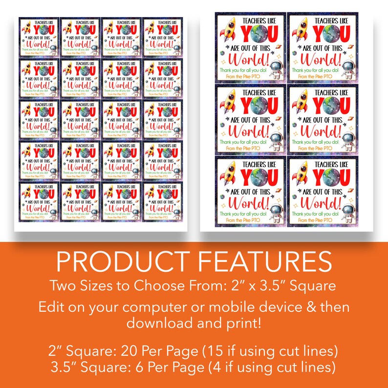 Editable Teachers Like You Are Out of This World Gift Tags | End of ...