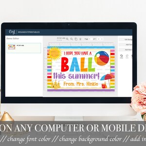 EDITABLE I Hope You Have a Ball This Summer Teacher Postcard for ...