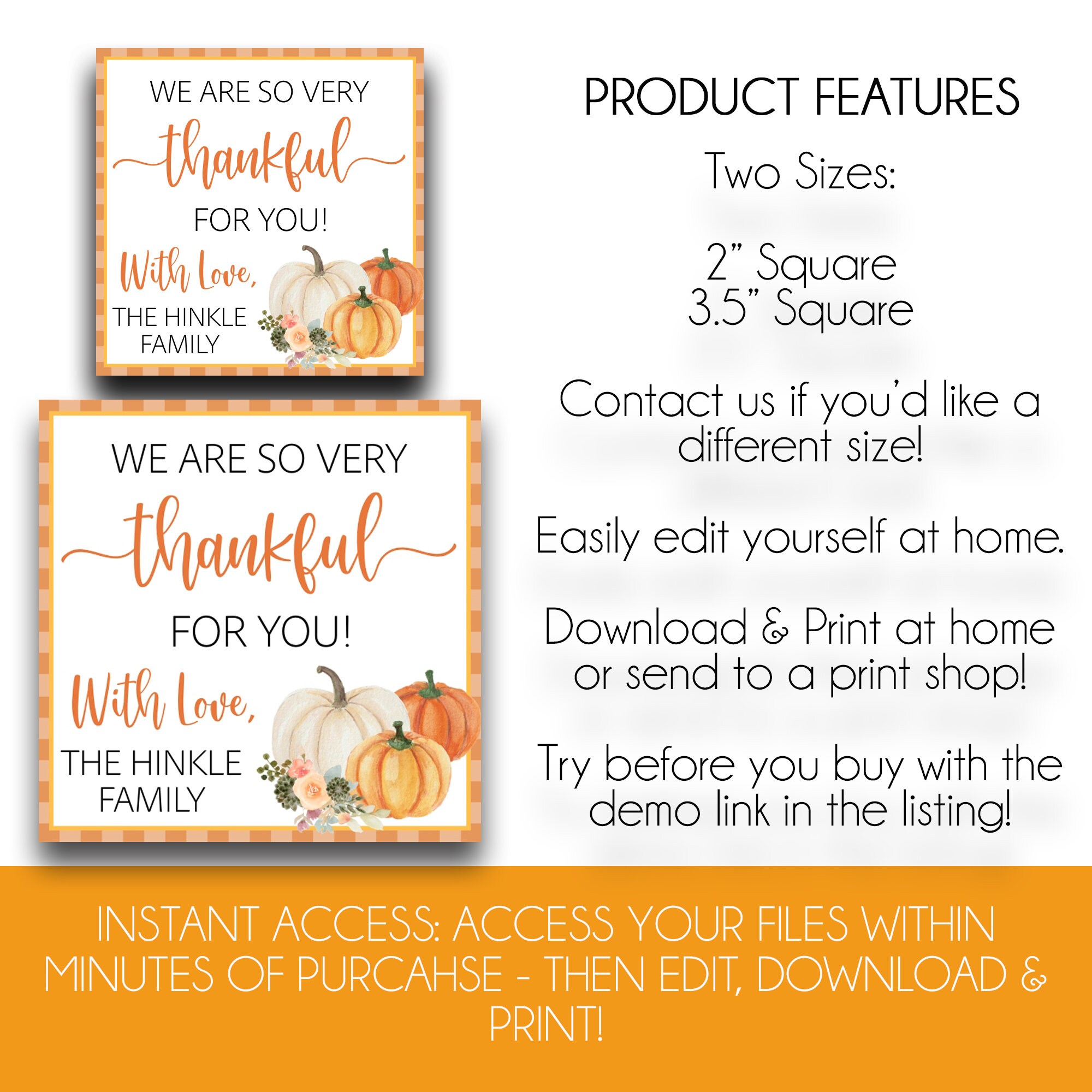 EDITABLE We Are so Thankful for You Thanksgiving Gift Tags | Watercolor ...