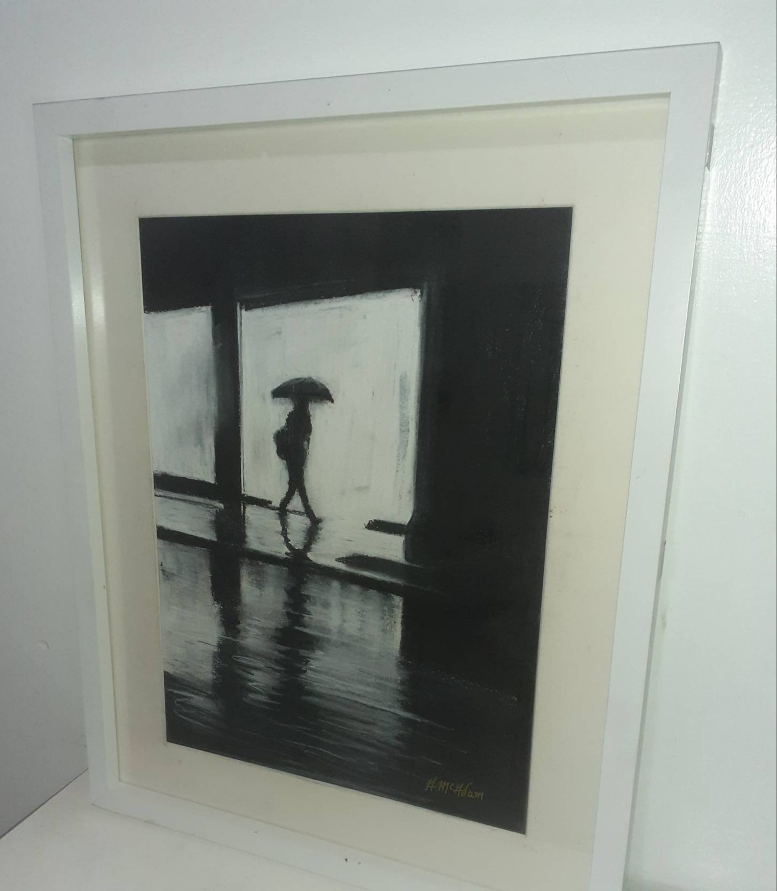 Original Signed Wet Charcoal and Pastel Art by Andrew Mcadam. 'window ...