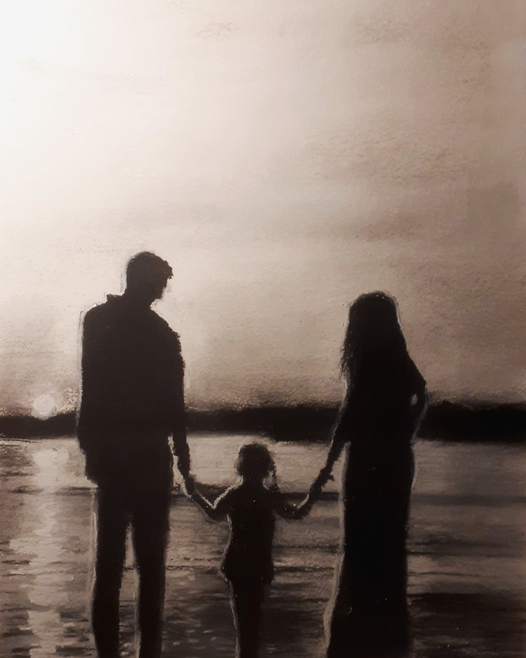 Original Signed Art by Andrew Mcadam. 'family at Sunset'. Unframed ...