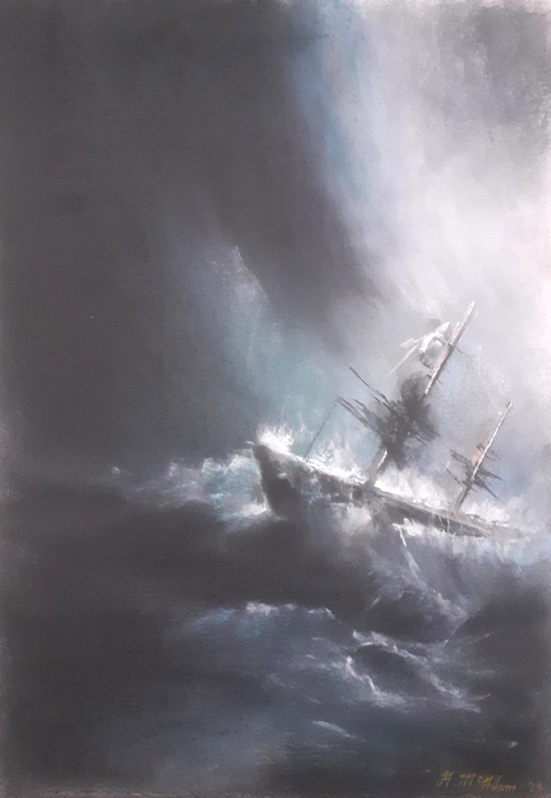 Night Terror. Original Signed Seascape Art by Andrew Mcadam. Unframed ...
