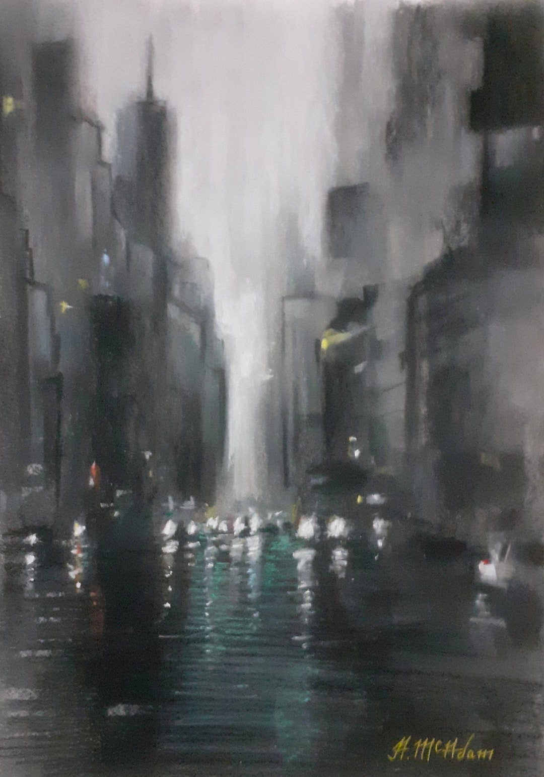City Lights. Original Signed Art by Andrew Mcadam. Unframed, Size A3 ...