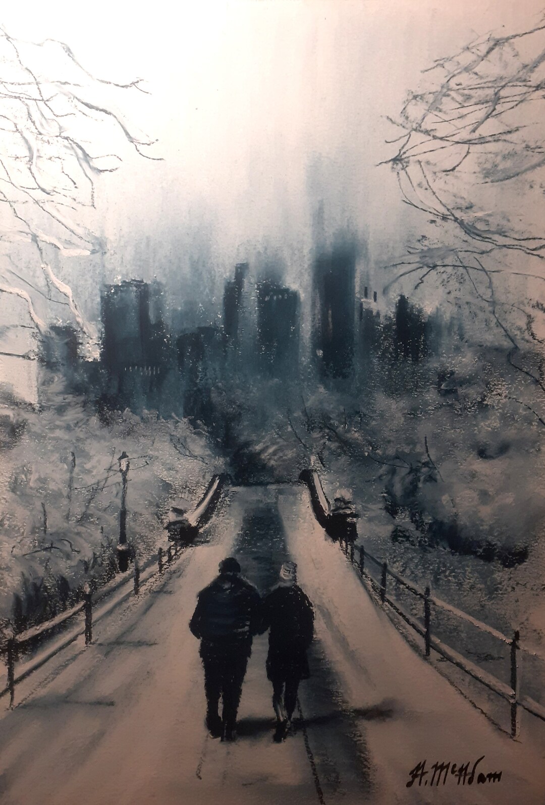 Gapstow Bridge. Original Signed Art by Andrew Mcadam. Unframed, Size A3 ...