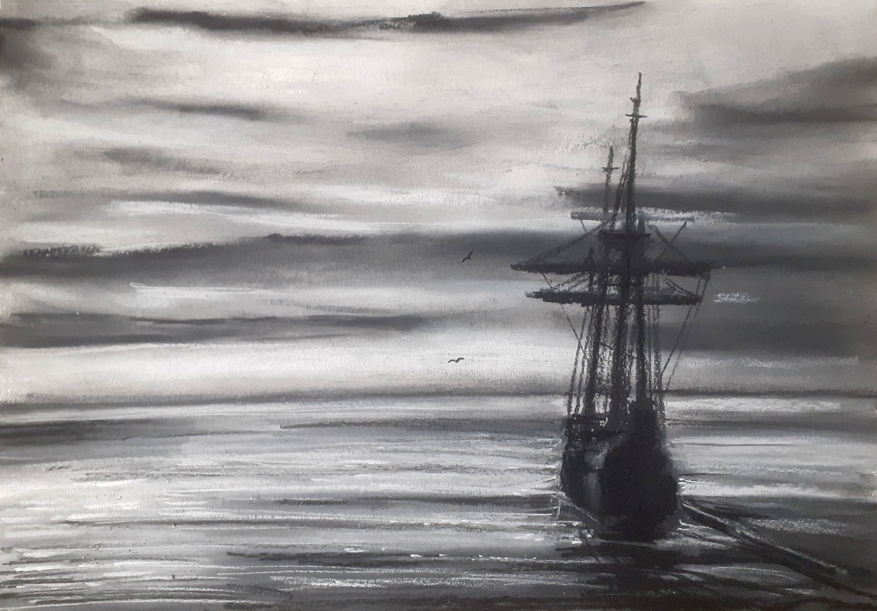 Charcoal Drawing Ocean