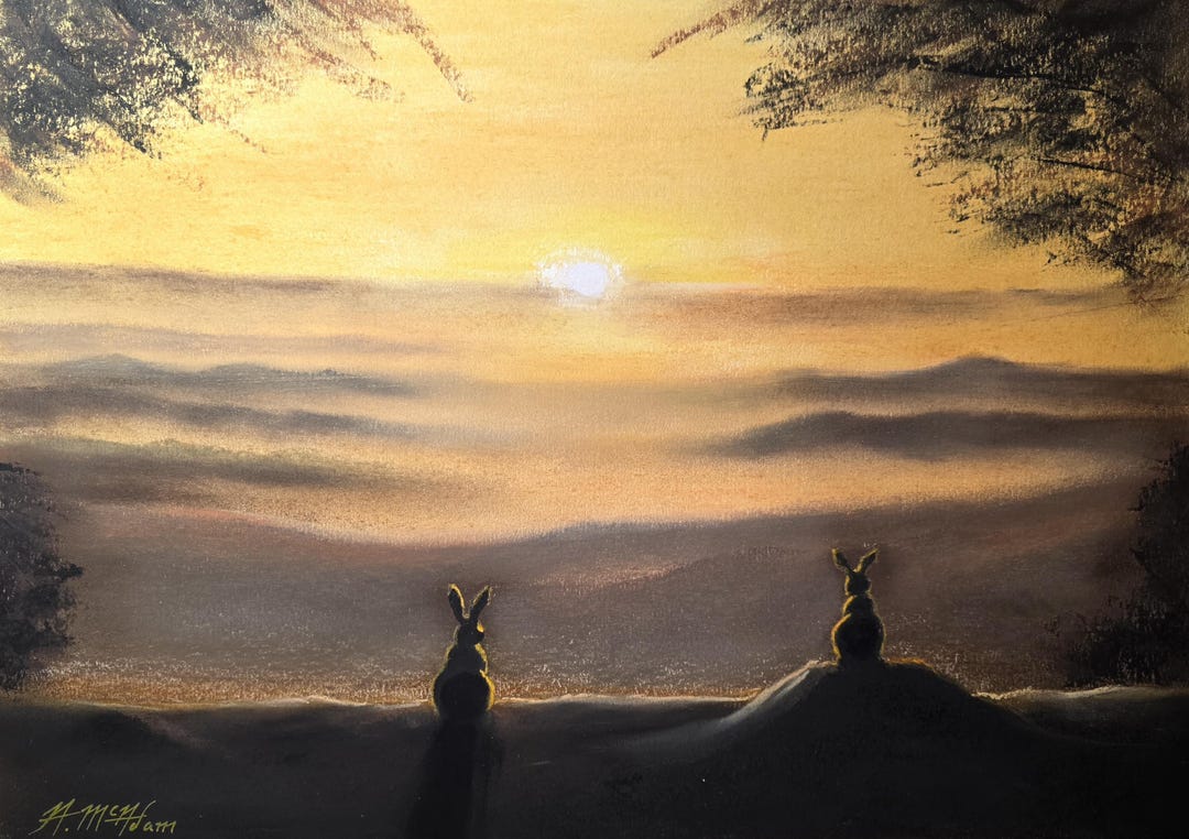 Hazel and Fiver. (one More Sunset). Signed Giclee Textured Print of an ...