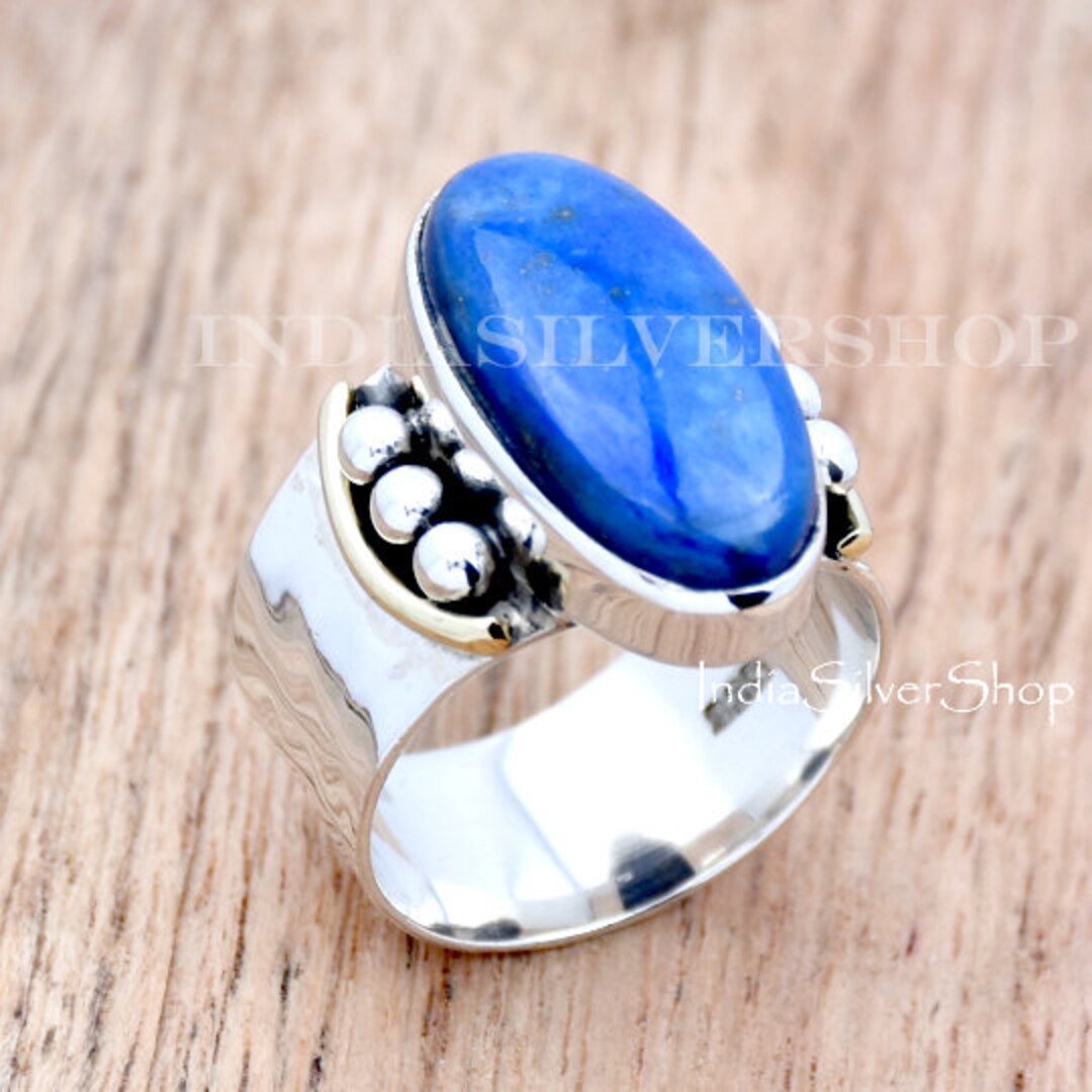 Lapis Lazuli Ring 925 Sterling Silver Ring Long Oval Blue Lapis Ring ...