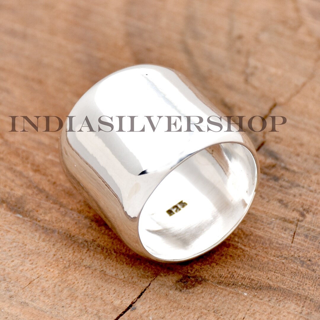 14 MM Wide Band Ring, Men and Women Band, 925 Sterling Silver Ring ...