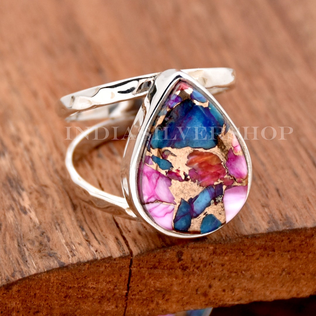 Kingman Pink Dahlia Turquoise Ring Kingman Oyster Turquoise Ring Pink ...