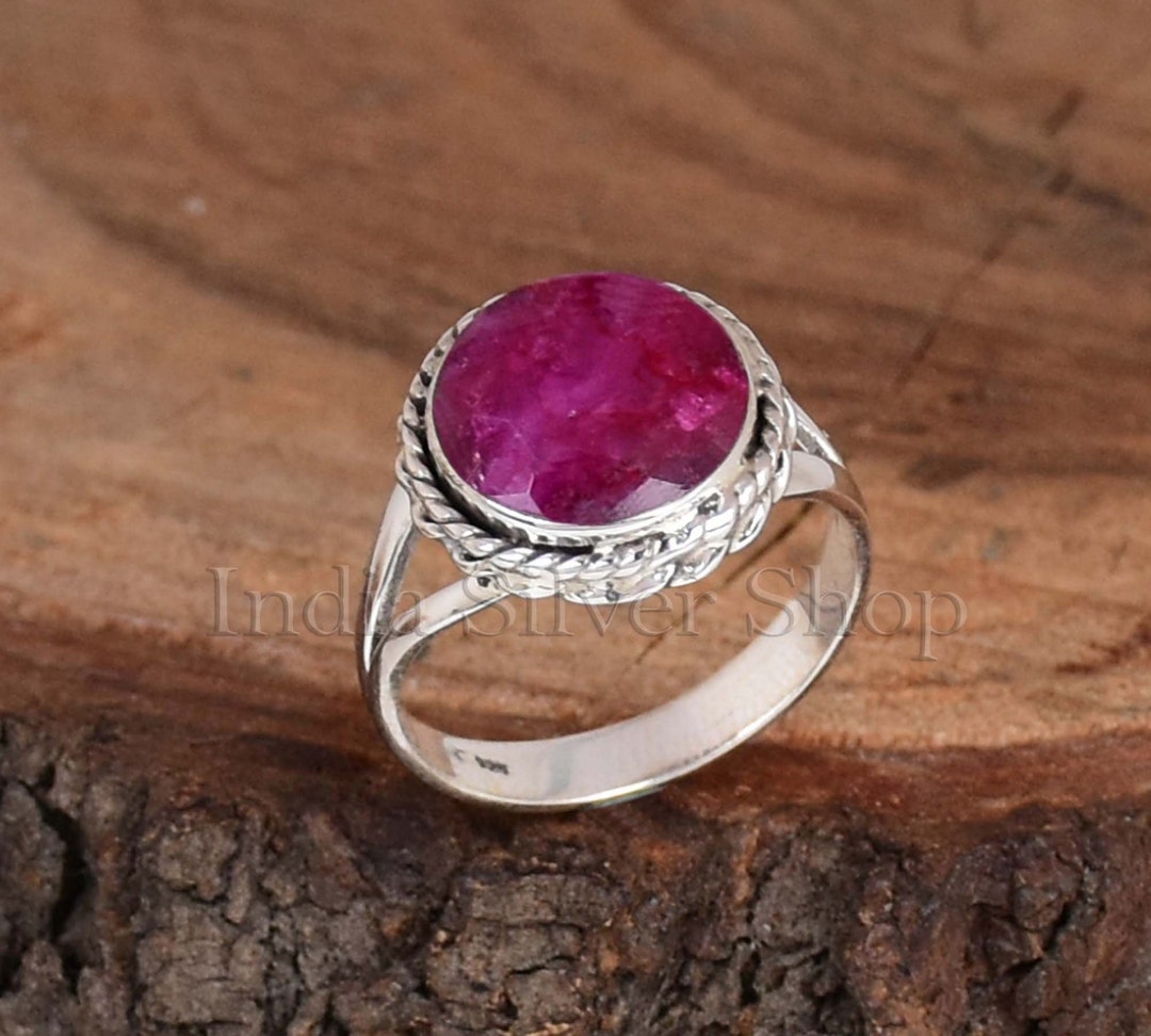 Indian Ruby Ring, 925 Sterling Silver Ring, Gemstone Ring, Statement ...