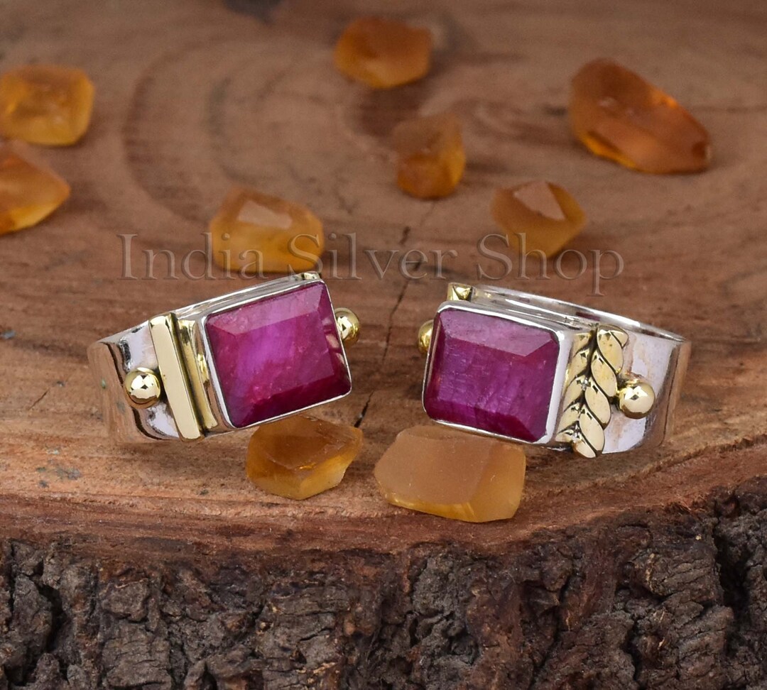 Indian Ruby Ring 925 Sterling Silver Ring Handmade Ring Designer Ring ...