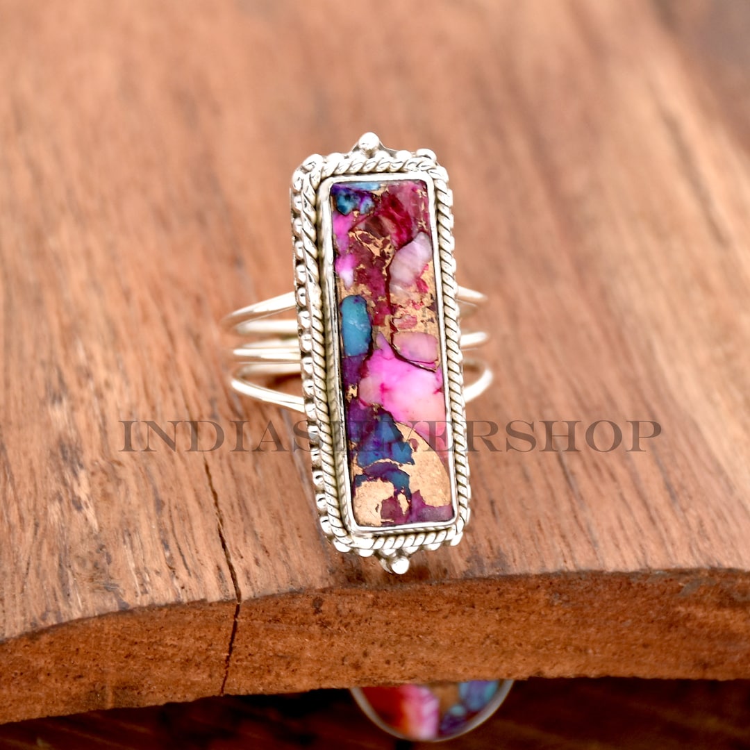 Kingman Pink Dahlia Turquoise Ring Kingman Oyster Turquoise Ring Pink ...