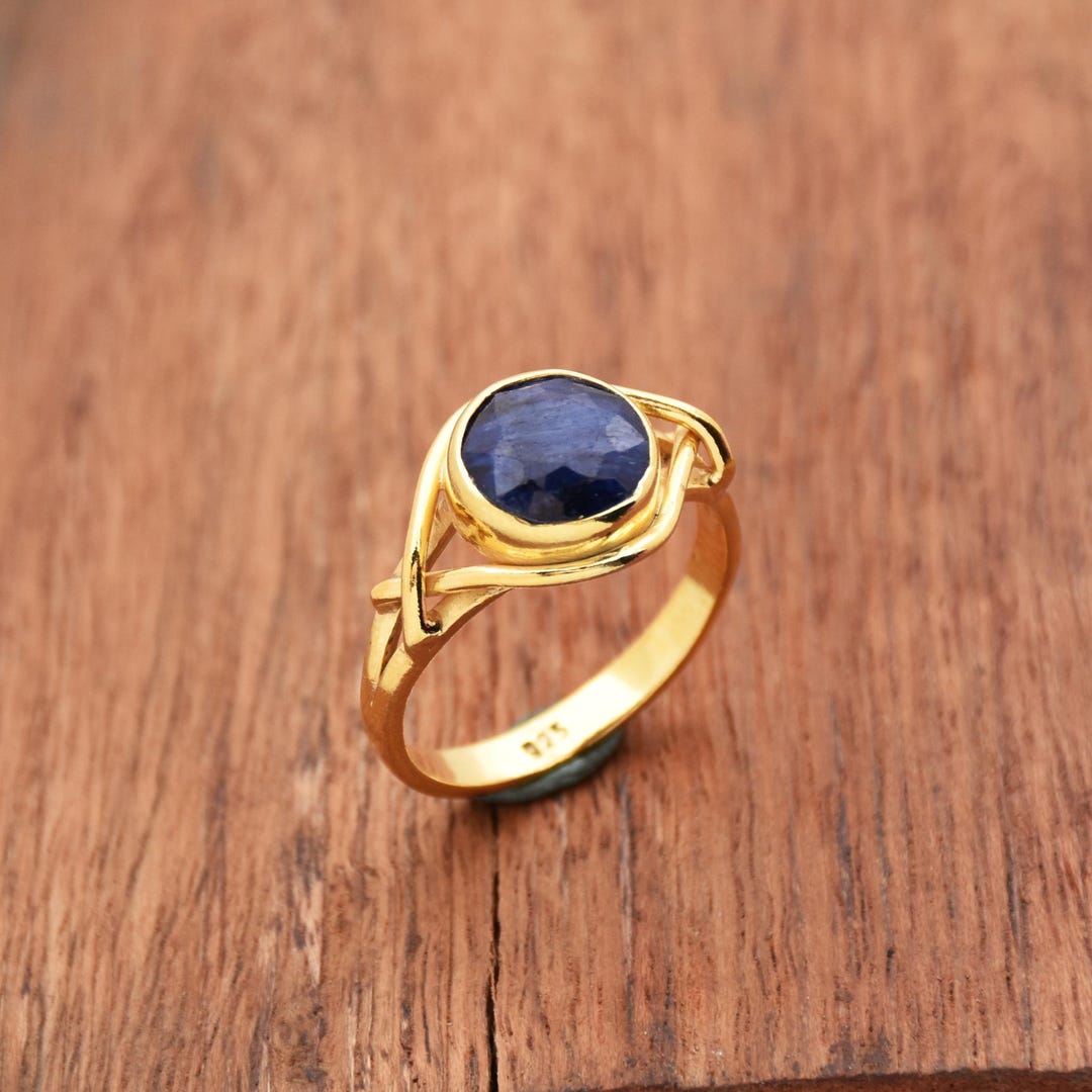 Indian Blue Sapphire Ring: 18k Gold Vermeil 925 Sterling Silver - Etsy