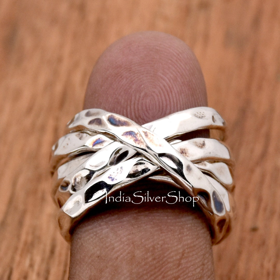 925 Sterling Silver Multi Band Ring, Handmade Interlocked Ring, Five ...