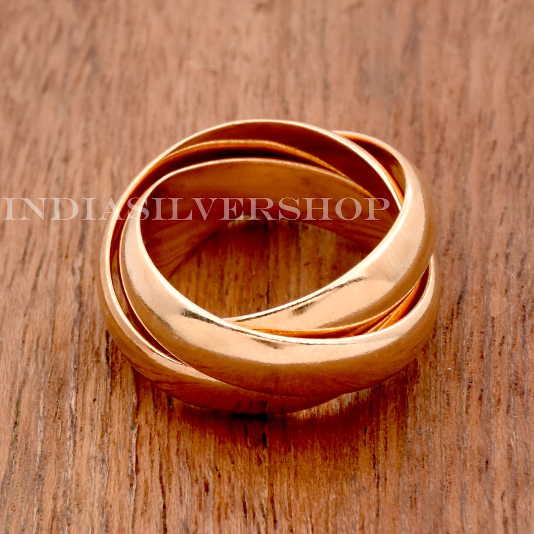 925 Sterling Silver,3 Rolling Ring, Multi Band Rings, Rose Gold Ring ...