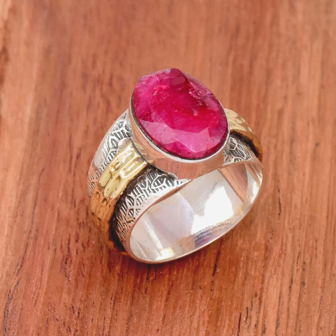 Indian Ruby Ring, 925 Sterling Silver Ring, Statement Ring, Ruby Ring ...