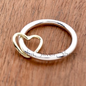 Sterling Silver Heart Dangle Charm Ring Love Ring for Her Silver ...