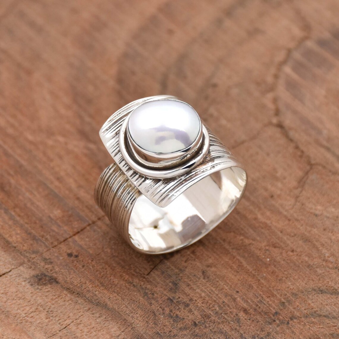Freshwater Pearl Ring: Handmade 925 Sterling Silver Adjustable Band - Etsy