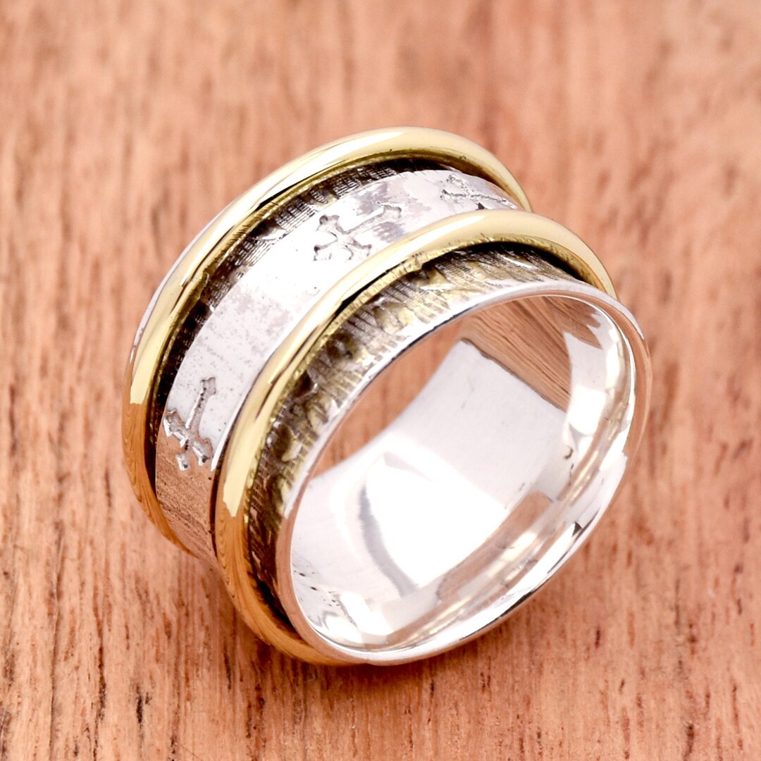Cross Ring, Religious Ring, 925 Sterling Silver Spinner Ring for Woman ...