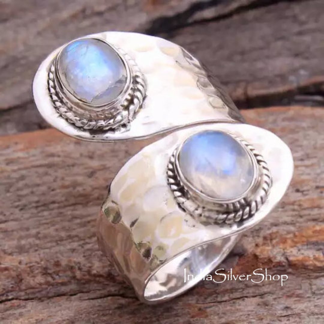 Moonstone Adjustable Ring, Sterling Silver Ring, Statement Ring ...