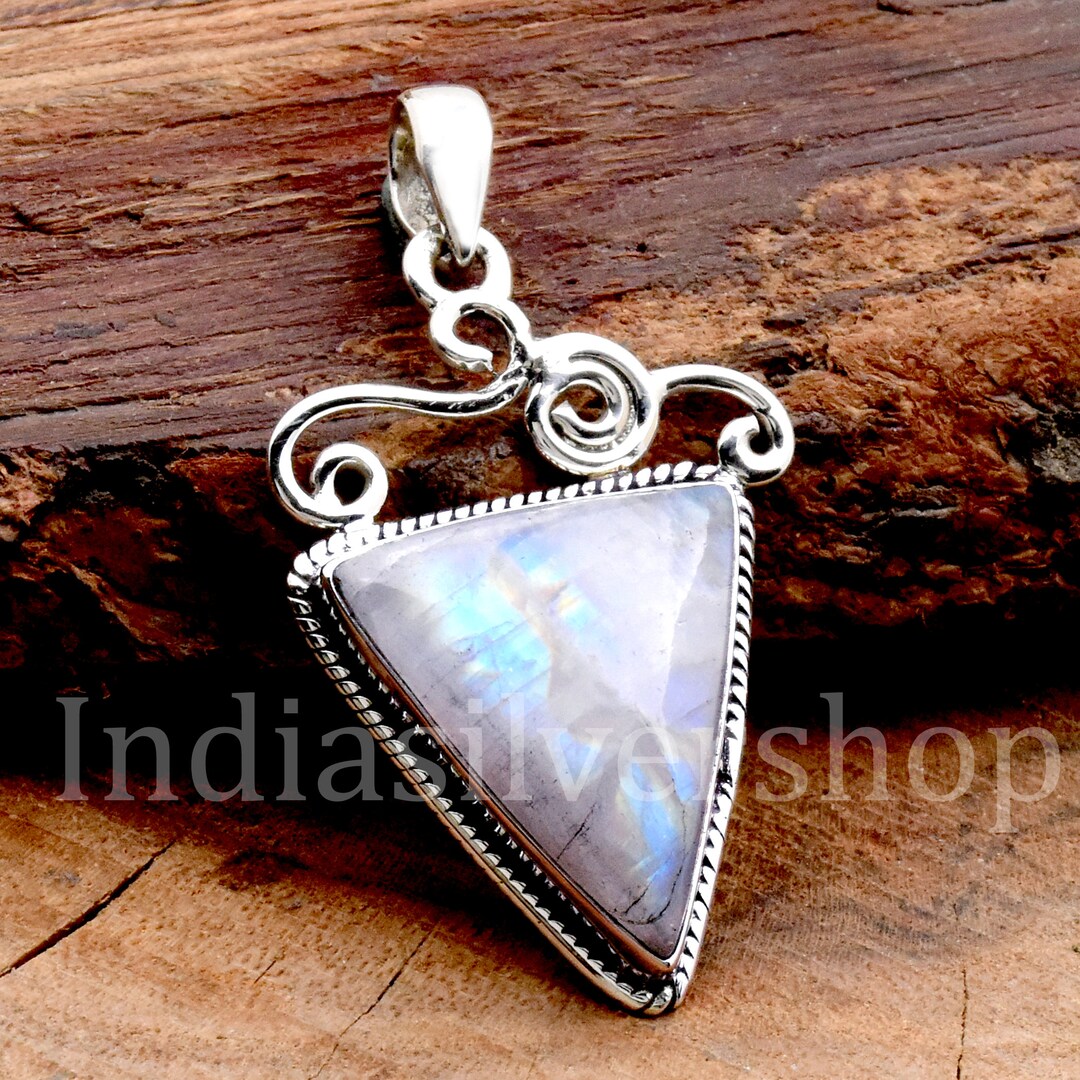 Genuine Moonstone Pendant, 925 Sterling Silver Pendant, Boho Pendant ...
