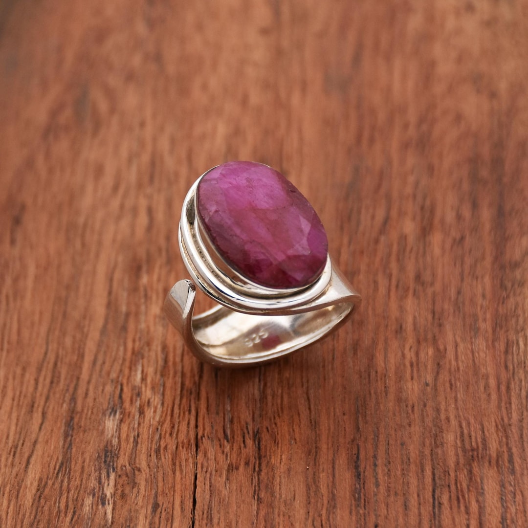 Indian Ruby Ring, 925 Sterling Silver Ring, July Birthstone Ring ...