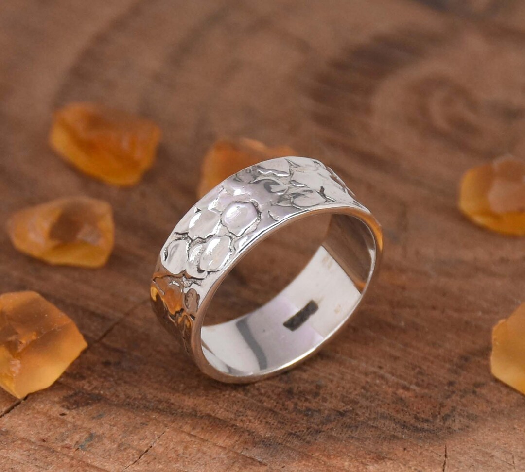 Snake Skin Band Ring, 925 Sterling Silver Ring, Textured Ring, Stacking ...