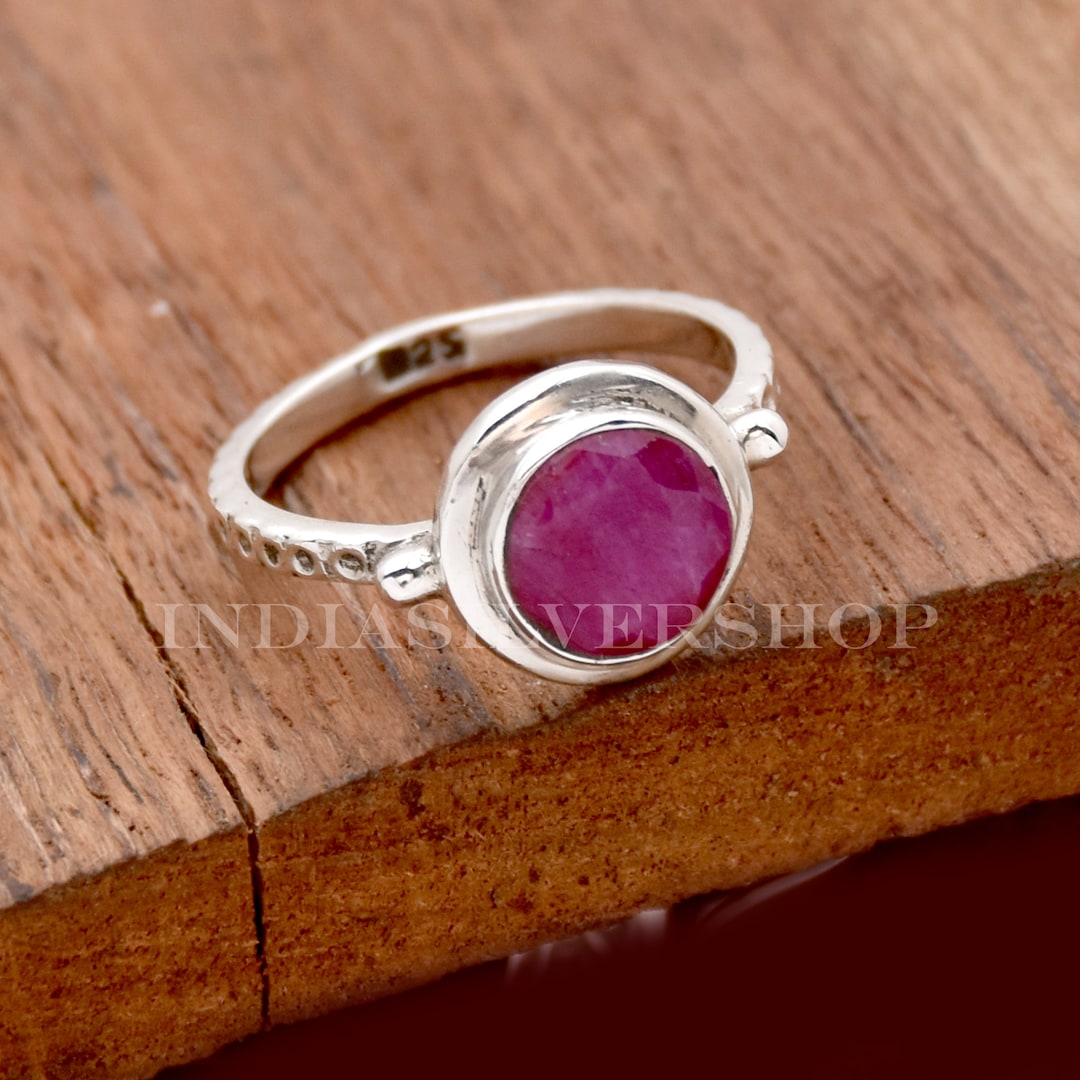 Indian Ruby Ring, Handmade Ring, 925 Sterling Silver Ring, Designer ...