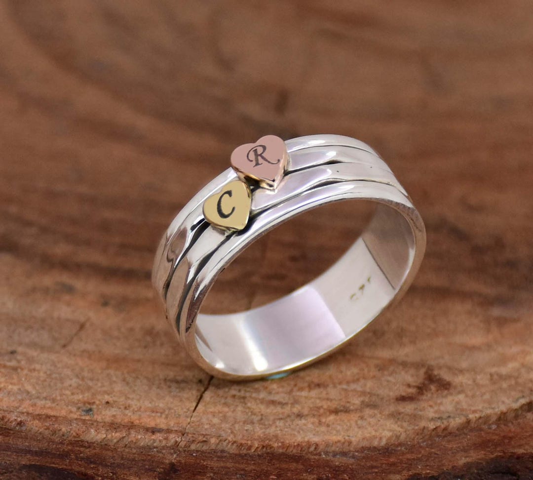 Custom Name Ring, Engraved Spinner Ring, Personalized Spinner Ring ...