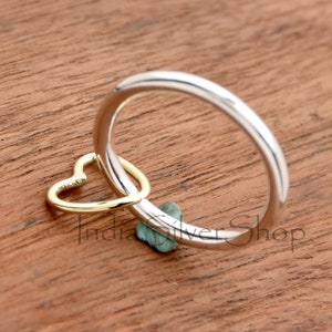 Sterling Silver Heart Dangle Charm Ring Love Ring for Her Silver ...