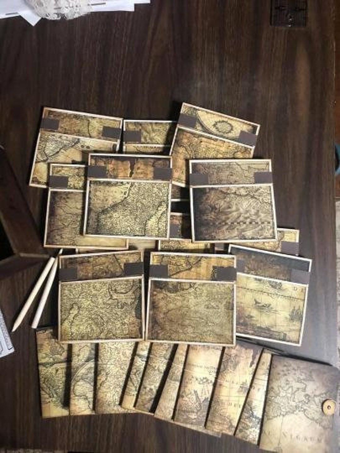 Handmade Vintage Maps Theme Gaming Stationary Wooden Box Set - Etsy
