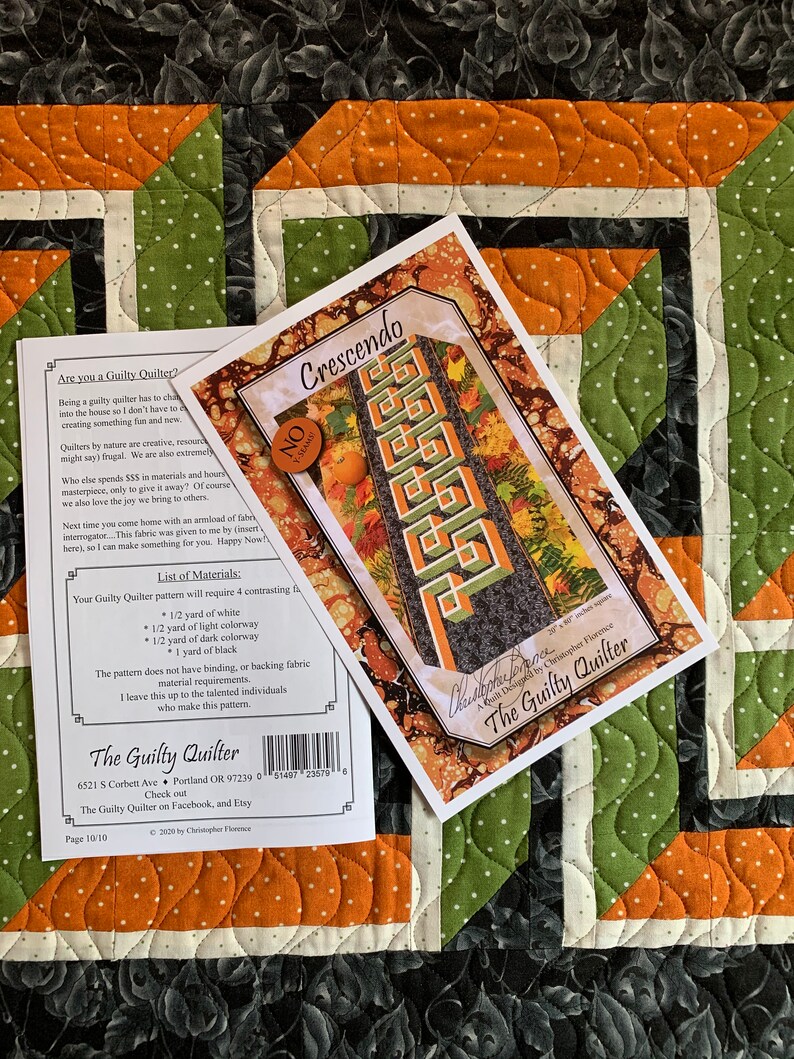 Table/bed Runner "crescendo" Quilt Pattern Signed by the Guilty Quilter ...