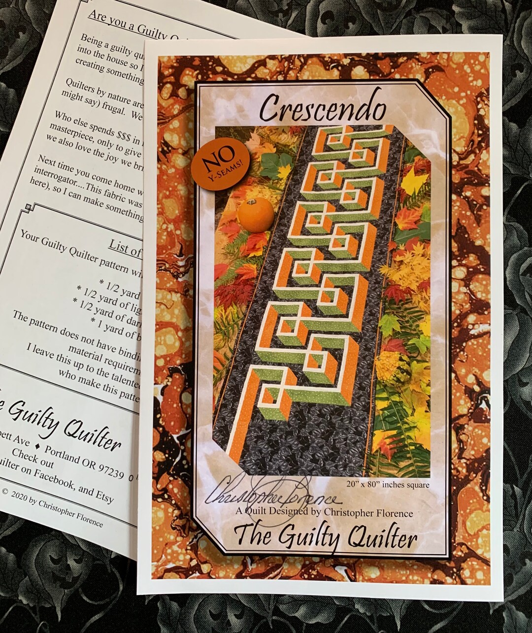 Table/bed Runner "crescendo" Quilt Pattern Signed by the Guilty Quilter ...