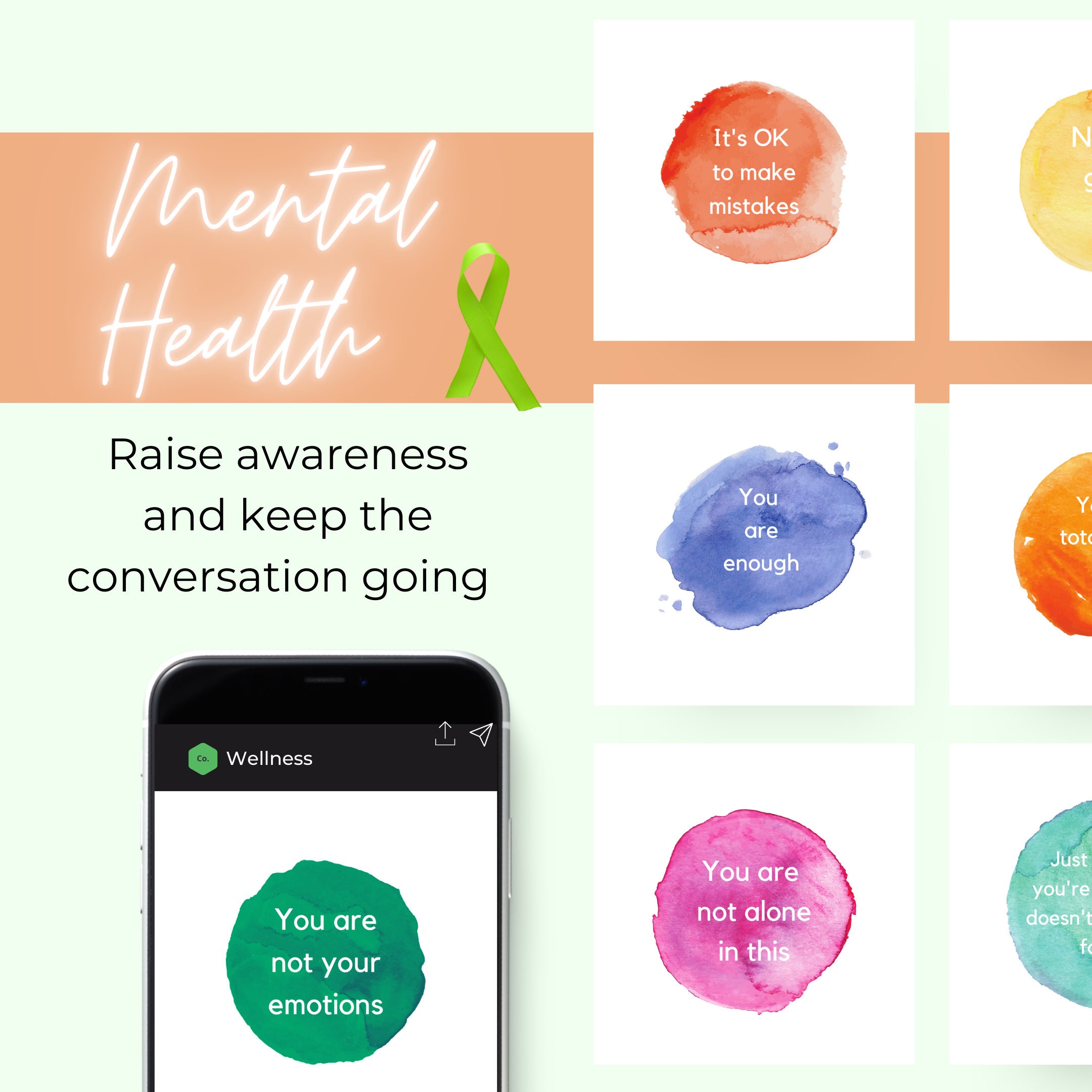 80 Mental Health Social Media Posts: Canva Template (digital Download ...