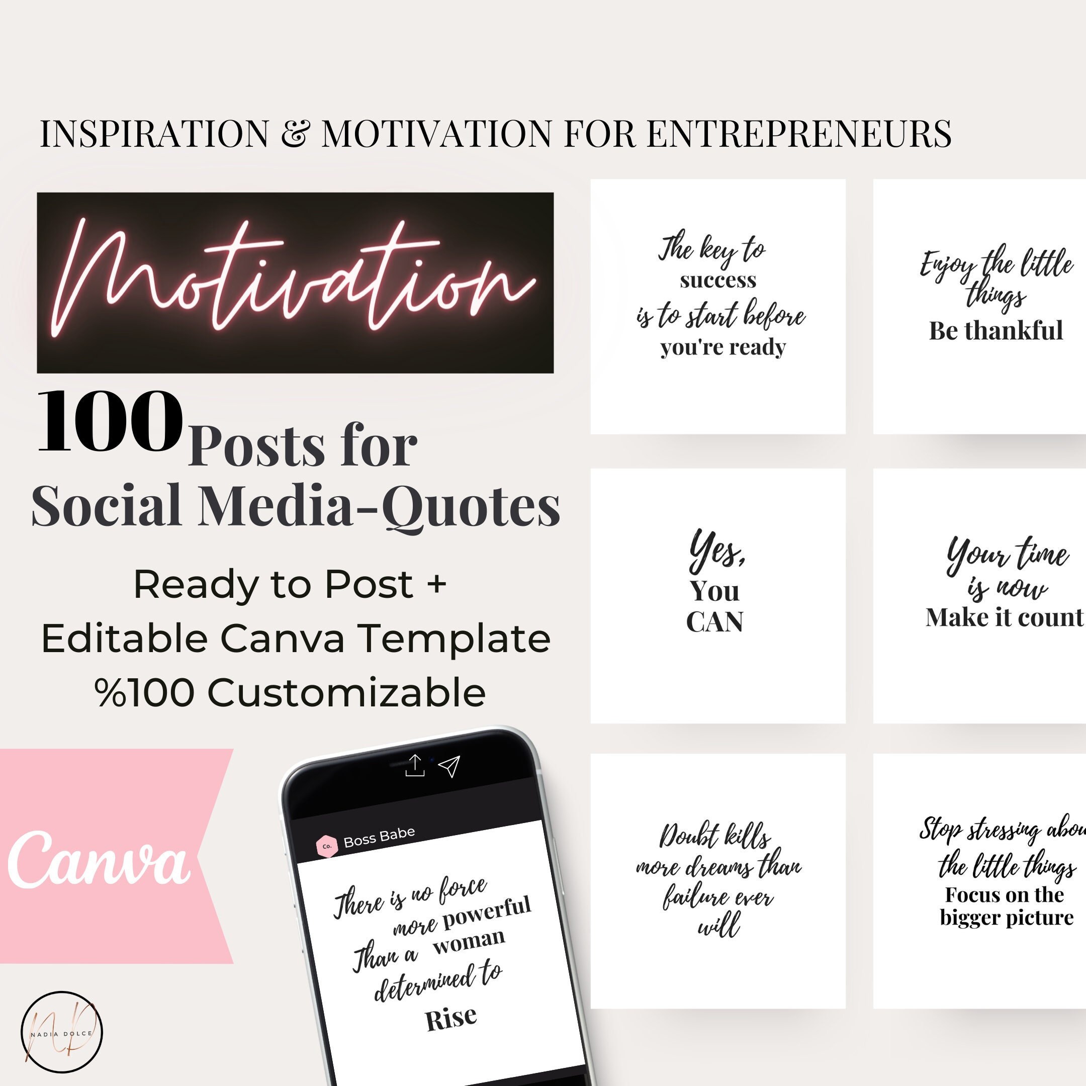 100 Motivation Social Media Posts for Entrepreneurs, Women, Boss Ladies ...