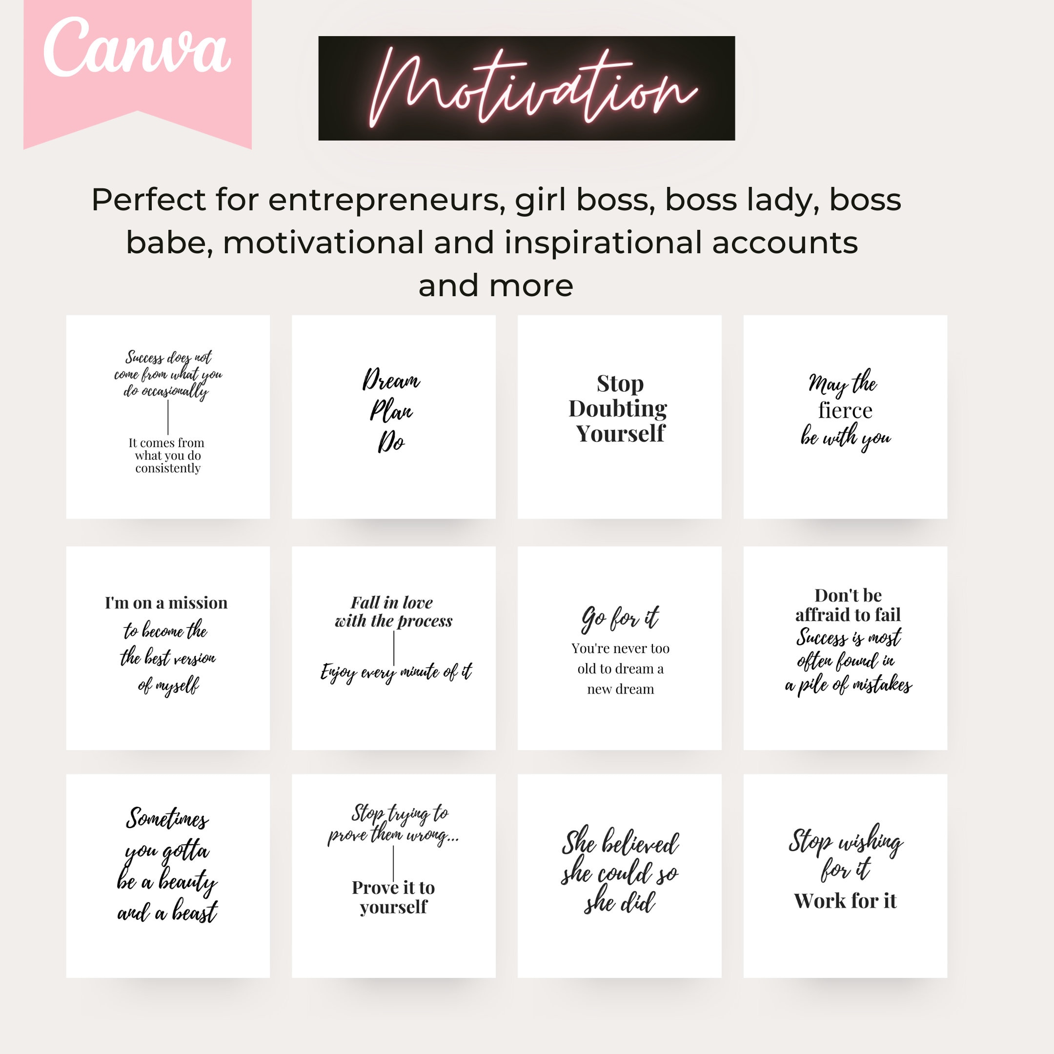 100 Motivation Social Media Posts: Canva Template (digital Download) - Etsy