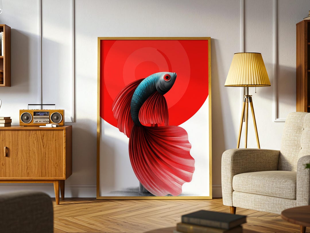 Mid-century Modern Betta Fish Art Print - Etsy Australia