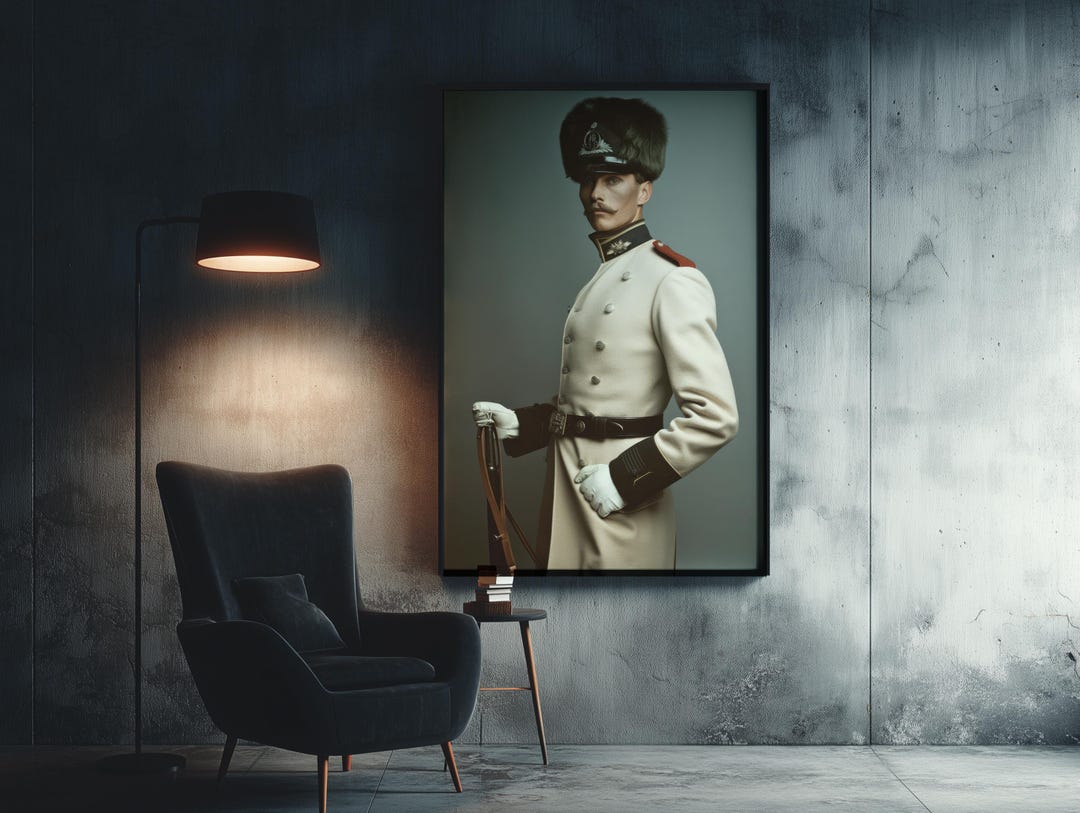 Mid-century Modern Military Officer Portrait Print, England, British ...