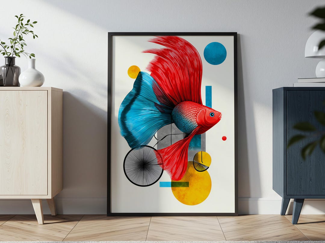 Mid-century Modern Betta Fish Art Print: Contemporary Illustration - Etsy
