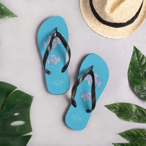 Rainbow Fish - Aqua Flip-flops - Etsy