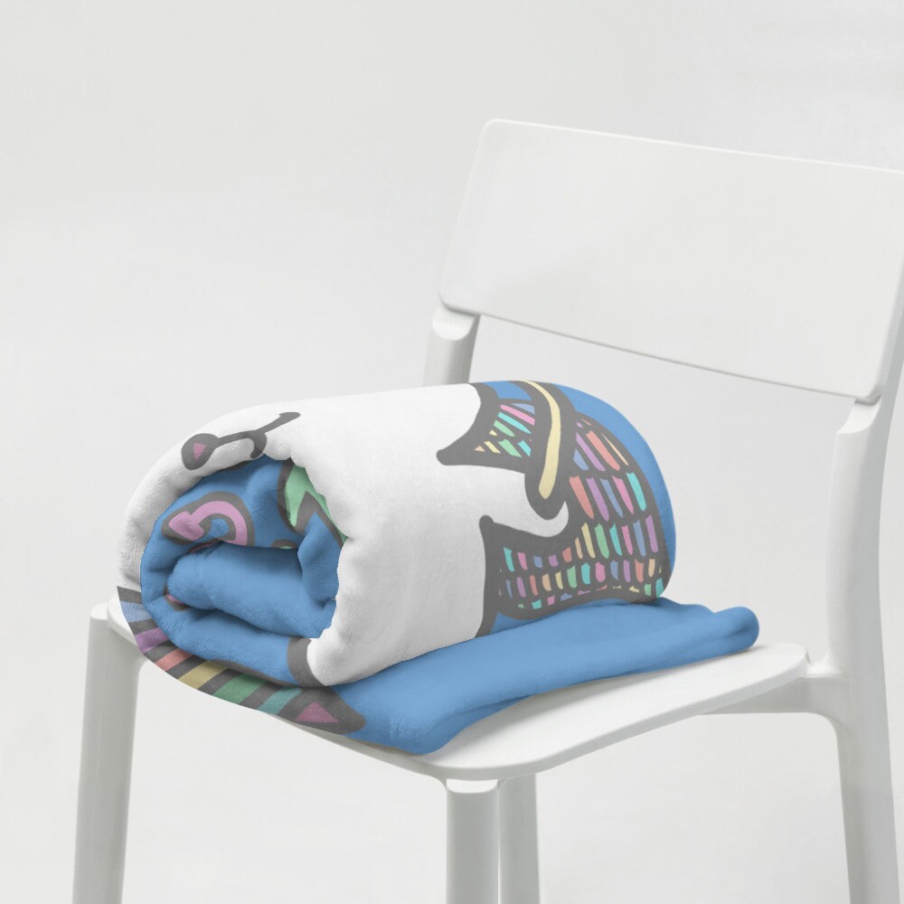 Rainbow Meowgical Kittycorn Periwinkle Blue Throw Blanket - Etsy UK