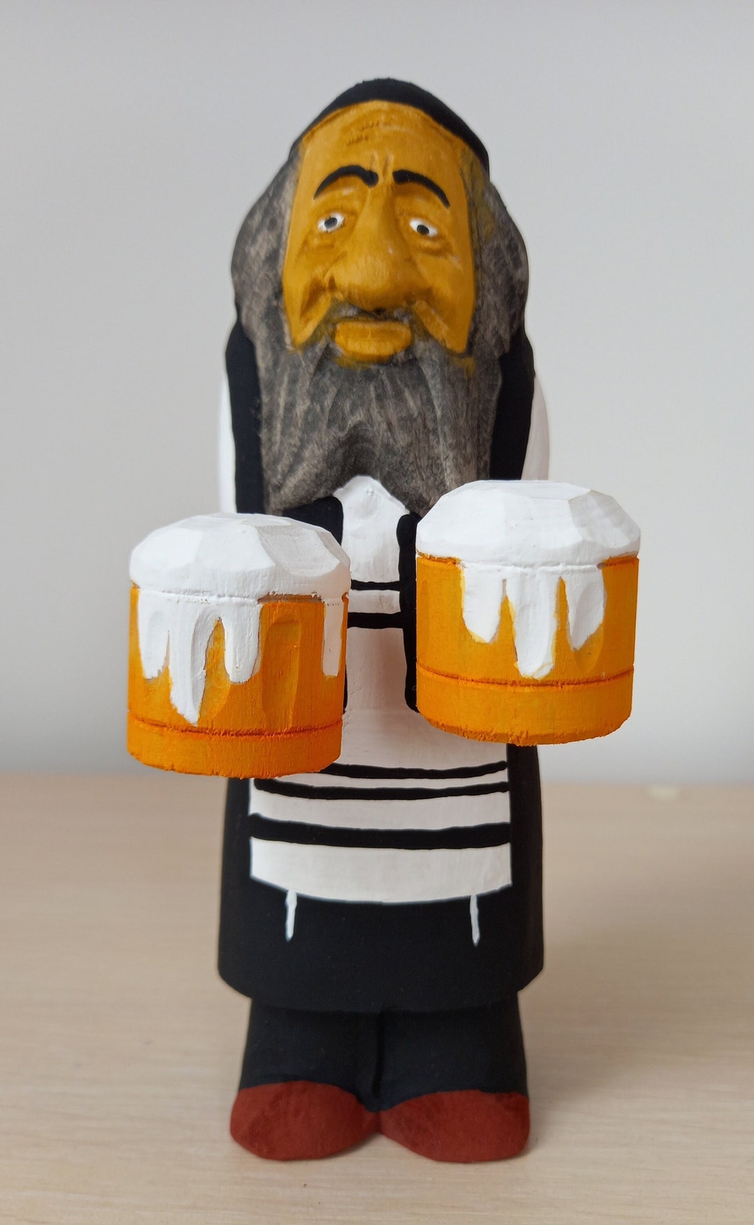 Jew Figurine With Beer, Jew of Wood, Wood Carving, Wooden Statue, Home ...