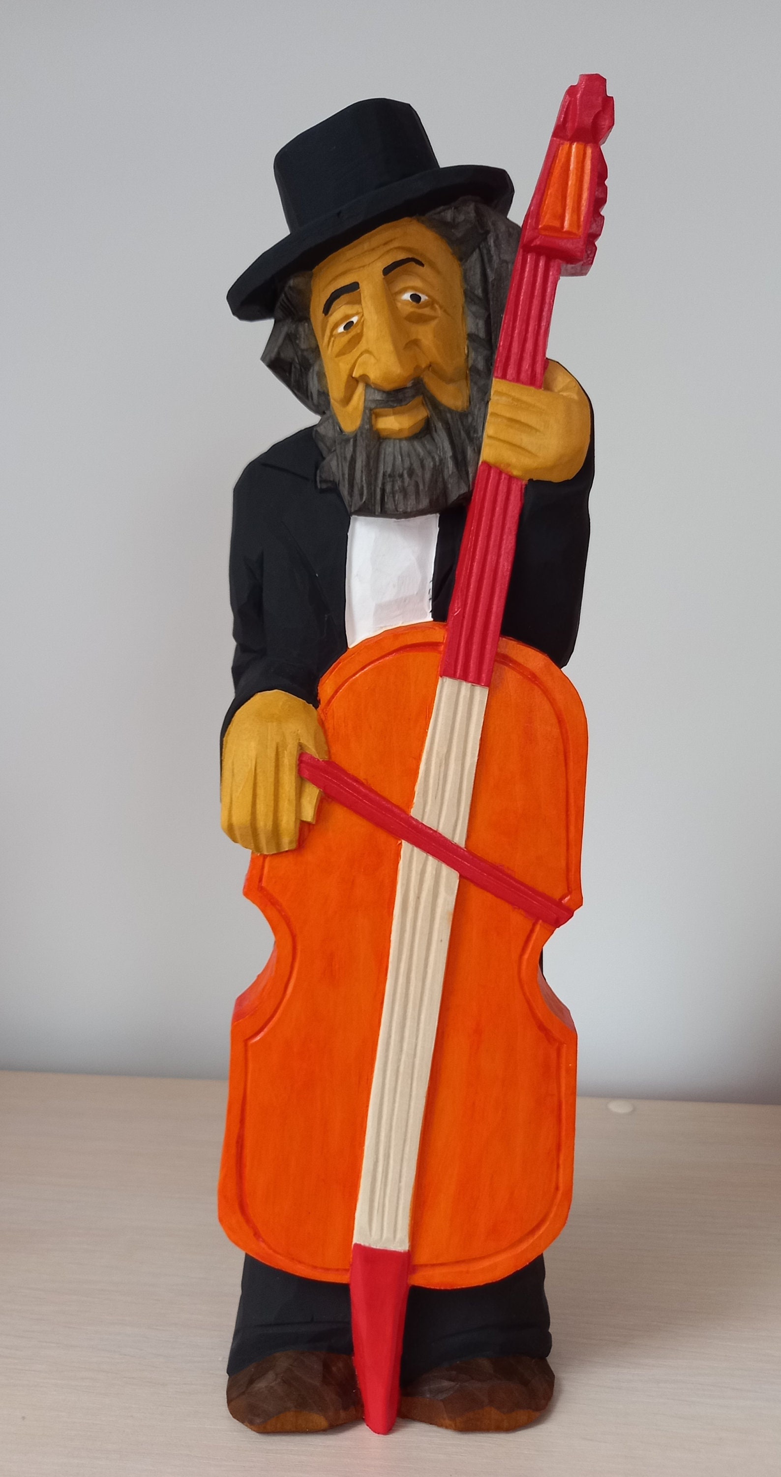 Jew Figurine With Double Bass, Jew of Wood, Wood Carving, Home ...